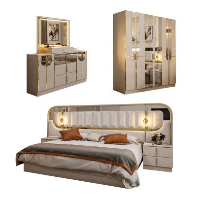 China High Gloss Royal Luxury Complete Bedroom Sets king Size Bed Room 5 Pieces Wooden Frame Turkish Modern Bedroom Furniture Set for sale