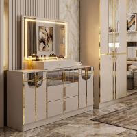 China High Gloss Royal Luxury Complete Bedroom Sets king Size Bed Room 5 Pieces Wooden Frame Turkish Modern Bedroom Furniture Set for sale
