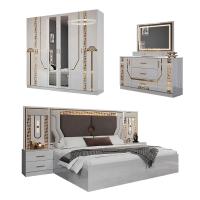 China Wholesale Turkish king Size Bed Set Complete Luxury Bedroom Sets Double Adult Room Wooden Frame Modern Bedroom Furniture Set for sale