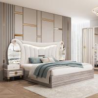 China King Size Modern Bedroom Furniture Set Luxury Lighted Headboard Double Bed Set Wooden Frame Full Turkish Home Master Bedroom Set for sale