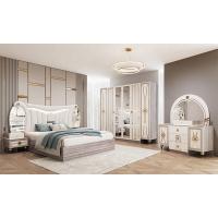 China King Size Modern Bedroom Furniture Set Luxury Lighted Headboard Double Bed Set Wooden Frame Full Turkish Home Master Bedroom Set for sale