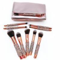 China Rose Golden Shining 10pcs Eye And Face Brush Set for sale