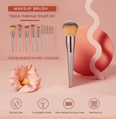 China Eco Friendly Champagne Handle Synthetic Makeup Brushes Set for sale