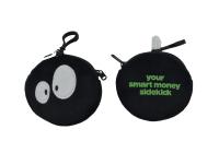 China Round Shape Cute Embroidery And Printed Emoji Plush Coin Purse With Silicone Tag for sale