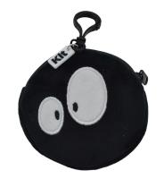 China Round Shape Cute Embroidery And Printed Emoji Plush Coin Purse With Silicone Tag for sale