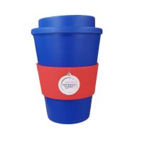 China Reusable Plastic Coffee Keep Cups Custom Made Silicone Band BPA Free Promotional Printed for sale