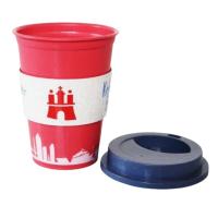 China Reusable Plastic Coffee Keep Cups Custom Made Silicone Band BPA Free Promotional Printed for sale