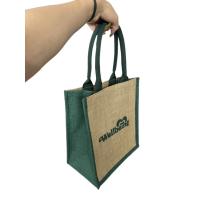 China Custom Made Printed Natural Jute Tote Bag With Coloured Gusset for sale