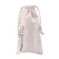China Eco Friendly Cosmetic Calico Drawstring Bags With Custom Printing And Size for sale