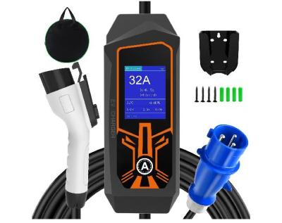 China 3.5kW 7kW 11kW Portable EV Charger with Type 1 Type 2 Connectors | 5m Cable IP55 Rated for sale