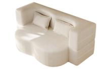 China Beige Linen Peanut Compression Sofa Bed Furniture Skin Friendly for sale