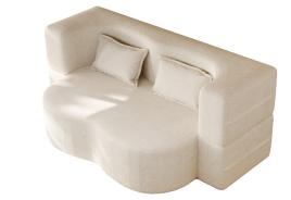 China Beige Linen Peanut Compression Sofa Bed Furniture Skin Friendly for sale