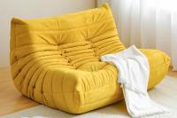 China Contemporary Compressed Sofa Lazy Lounger Chair Yellow Corduroy for sale