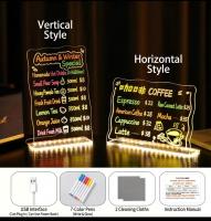 China Vertical Desktop USB Plastic Light Fluorescent Luminous Board Small Medium Sized For Stall for sale
