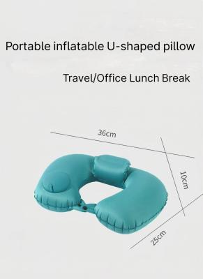 China Exquisite and comfortable inflatable head and neck pillow made of  milk silk fabric comfortable and non irritating suitable for office nap business trip and travel. for sale