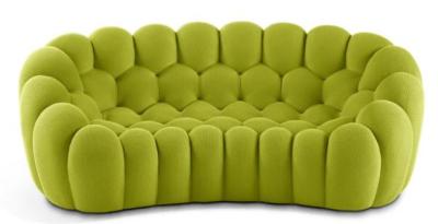 China Modern Small Curved Fabric Compressed Sofa Green Bubble Couch for sale