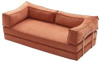China Orange Compressed Sofa Microfiber Loveseat Sleeper Customizable for sale