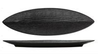 China Matte Black Pottery Stoneware Ceramic Plates Leaf Shaped For Fish Wear Resistant for sale