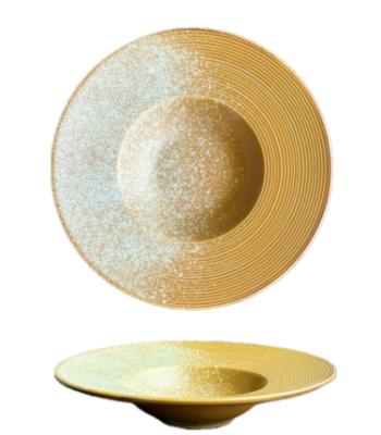 China Stone Textured Modern Ceramic Tableware Straw Hat Porcelain Soup Plate for sale