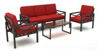 China Rustproof Leisure Hotel Outdoor Furniture Lounge Setting Burgundy Red for sale