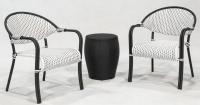 China Electrophoretic Rattan Hotel Outdoor Furniture Set Chair And Side Table Black for sale