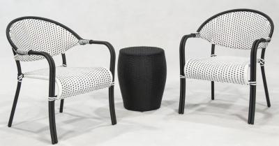 China Electrophoretic Rattan Hotel Outdoor Furniture Set Chair And Side Table Black for sale