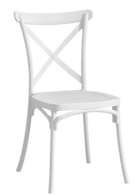 China French Country White Modern Chair Furniture Cross Back Bistro Chairs for sale