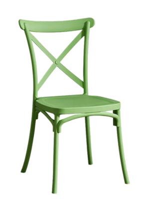 China High Provincial Cross X Back Modern Chair Furniture Weathered Green Plastic for sale