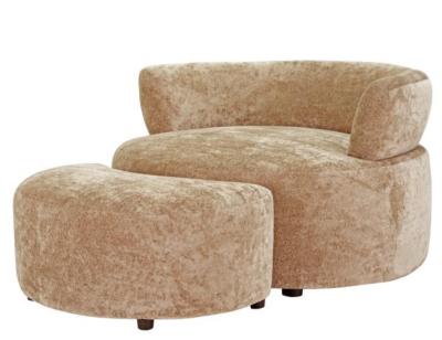 China Semicircle Modern Sectional Sofa Chenille Lounge Armchair And Footstool for sale