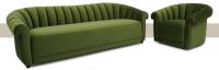 China Sleek Upholstered Velvet Channel Tufted Sofa Sectional Green for sale
