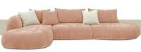China Pink Wide Wale Corduroy Sectional Couch Sofa For Hotel Lobbies for sale