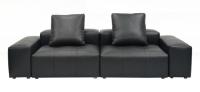 China Contemporary Modular Black Leather Sectional Sofa Deep Seating For Living Spaces for sale