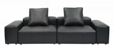China Contemporary Modular Black Leather Sectional Sofa Deep Seating For Living Spaces for sale