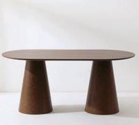 China Brown Ellipse Oval Wood Dining Table Furniture Thick Legged For Reception Space for sale