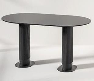 China Contemporary Black Wood Oval Pedestal Dining Table For Kitchen ODM for sale