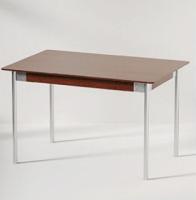 China Metallic Legs Wood Rectangle Dining Table Furniture Bauhaus Style ODM for sale