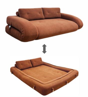 China Customized double seat corduroy fabric foldable compression sofa bed for sale