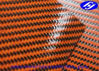 China Orange Carbon Kevlar Hybrid Fabric 220g/m² 0.57mm TPU Coated for Protective Gloves for sale