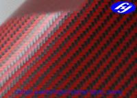 China Matte Polyurethane Leather Fabric Twill Red Kevlar Carbon Fiber 220gsm 50-150cm for sale