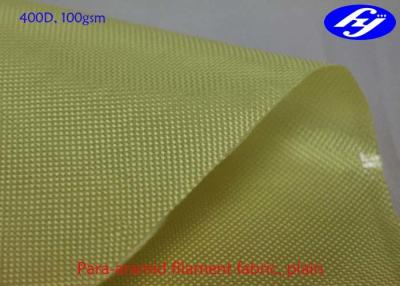 China 400D Yellow Kevlar Aramid Fiber Fabric Plain Weave 100GSM for Military Tents for sale