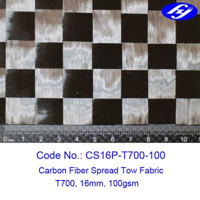 China Toray T700 12K Carbon Fiber Spread Tow Fabric 16mm Wide 100GSM Plain Weave for sale