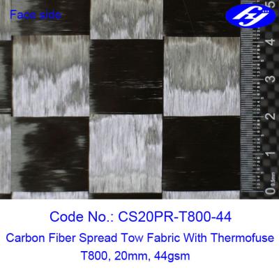 China Toray T800 20mm 44gsm Ultra Thin Spread Tow Carbon Fiber Fabric Plain Weave for sale