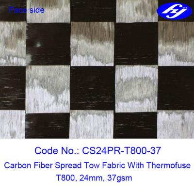 China Ultra Thin T800 12K Carbon Fiber Spread Tow Fabric 24mm Width 37GSM for Aerospace & Automotive for sale