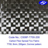 China Corner Pattern T700 12K Toray Carbon 8mm Spread Tow Fabric for sale