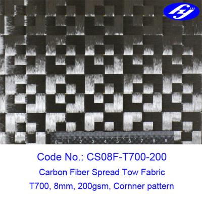 China Corner Pattern T700 12K Toray Carbon 8mm Spread Tow Fabric for sale