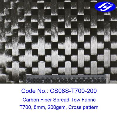 China Toray T700 12K 200gsm Cross Spread Tow Carbon Fiber Fabric 100cm Width for sale