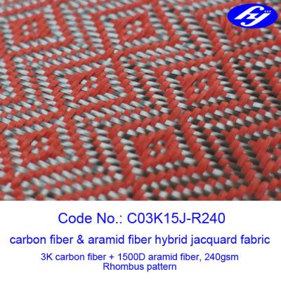 China Jacquard Rhombus Carbon Kevlar Hybrid Fabric 240 g/m² 0.34mm Thickness for Structural Reinforcement for sale