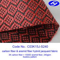 China High Tensile Red Carbon Fiber Kevlar Fabric 240 g/m² 0.34mm Thickness with Jacquard Sudoku Pattern for Industrial Reinforcement for sale