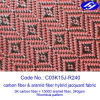 China Jacquard Woven Carbon Aramid Fabric 240 g/m² 0.3mm Thickness Red Carbon Kevlar Hybrid Cloth for sale
