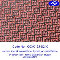 China Jacquard Sudoku Pattern Red Carbon Kevlar Hybrid Fabric 240 g/m² 0.34mm Thickness for Structural Reinforcement for sale
